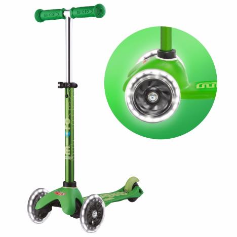 Mini Micro Deluxe Led Green (minimicrodeluxeledgreen) - Scoot n Skates